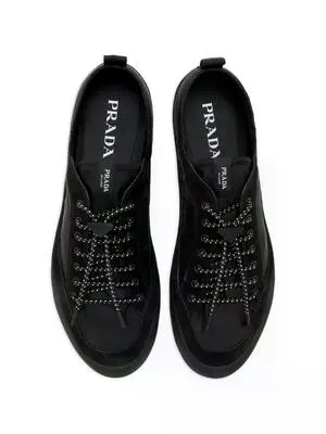 Prada Suede Lace-up Sneakers - Black