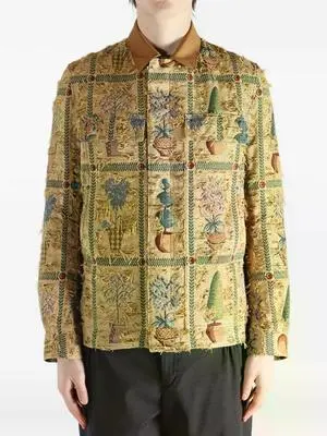 Junya Watanabe Floral Print Fringed Jacket - Neutrals