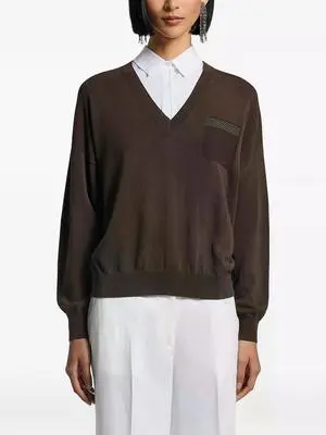 Peserico V-neck Sweater With Chest Pocket