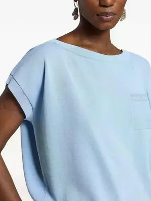 Peserico Cotton Knitted T-shirt - Blue