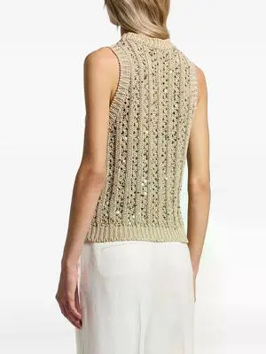 Peserico Sequinned Cotton Ribbon Top