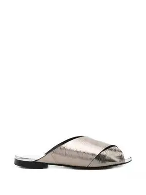 DONNARÌ Crossover Leather Sandals - Silver