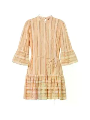 TWINSET Mini Striped Lace Dress - Pink