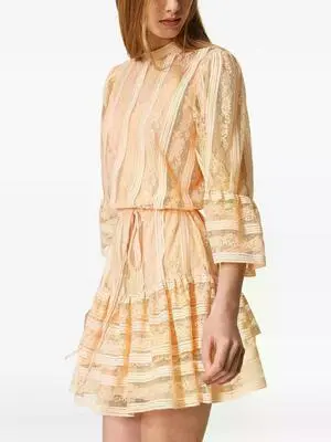 TWINSET Mini Striped Lace Dress - Pink