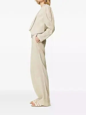 TWINSET Linen Wide Leg Tailored Trousers