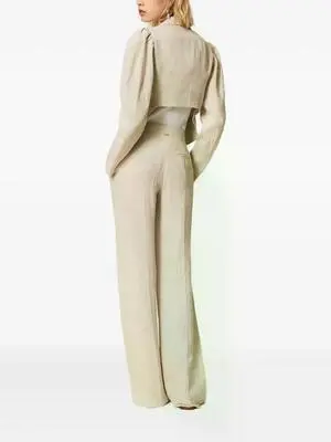 TWINSET Linen Wide Leg Tailored Trousers