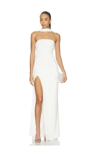 Katie May Elegant Halterneck Gown With Slit - Ivory