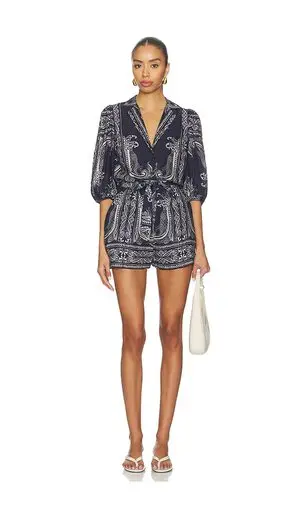 Amanda Uprichard Lucia Printed Romper - Navy