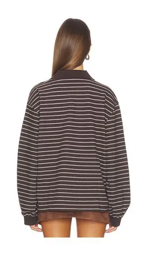ROTATE BY BIRGER CHRISTENSEN Pique Long Sleeve Polo - Brown