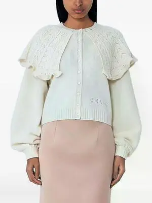 Chloé Cable Knit Ruffled Collar Cardigan