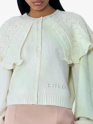 Chloé Cable Knit Ruffled Collar Cardigan
