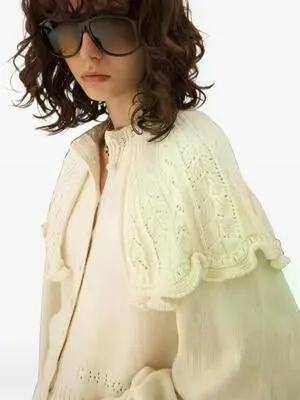 Chloé Cable Knit Ruffled Collar Cardigan