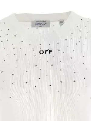 Off-White Embellished Ribbed Tank Top