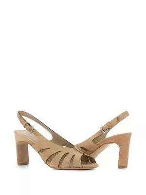 DEL CARLO Suede Cut-out Slingback Sandals - Neutrals