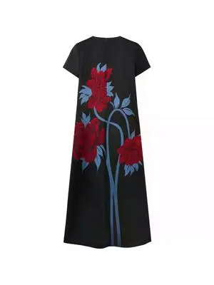 La DoubleJ Peonies Jacquard Maxi Dress - Black
