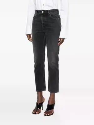 Saint Laurent High-waisted Cropped Leg Jeans - Grey