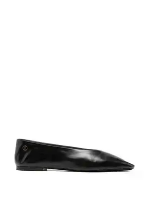 Saint Laurent Pointed Toe Leather Loafers - Black