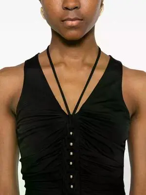 Just Cavalli Sleeveless V-neck Ruched Asymmetrical Hem Maxi Dress