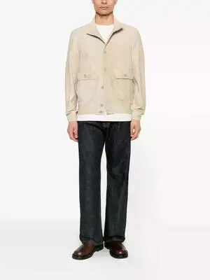 SALVATORE SANTORO Button Patch-pocket Suede Jacket - Neutrals