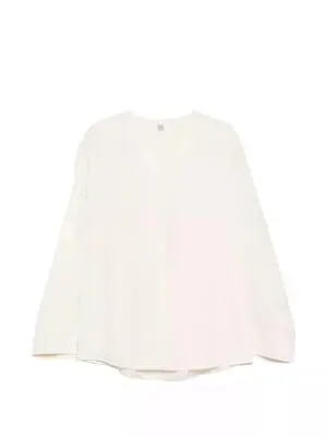 TOTEME V-neck Long-sleeved Top With Buttoned Cuffs - White