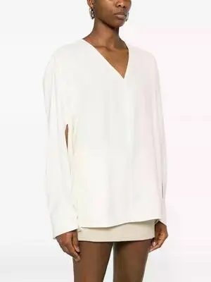 TOTEME V-neck Long-sleeved Top With Buttoned Cuffs - White