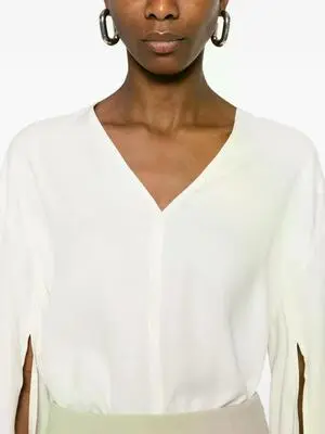 TOTEME V-neck Long-sleeved Top With Buttoned Cuffs - White