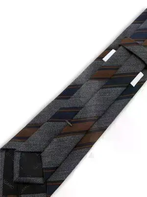 FERRAGAMO Striped Neck Tie - Grey