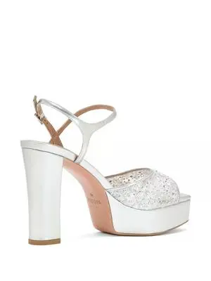 NICOLI Neza Embellished Lace Sandals - Silver