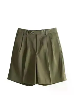 Auralee Pleated Gabardine Shorts - Green