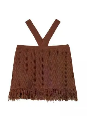 TWINSET Fringed Knitted Top - Brown