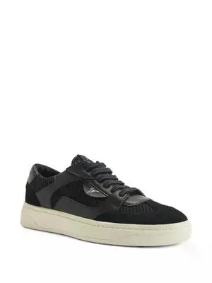 GIUSEPPE ZANOTTI Lace-up Suede And Leather Panel Sneakers - Black