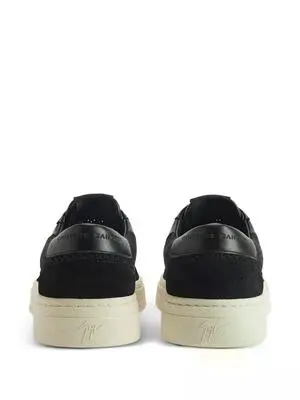 GIUSEPPE ZANOTTI Lace-up Suede And Leather Panel Sneakers - Black