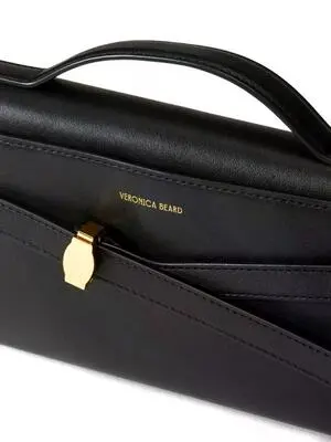 Veronica Beard Dash Leather Clutch Bag With Top Handle And Detachable Strap - Black