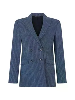 Brooks Brothers Pinstripe Double-Breasted Blazer Blue