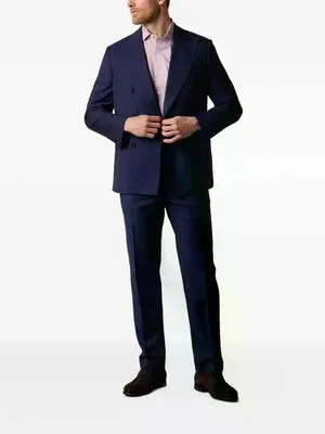 Brooks Brothers Double-breasted Weave Virgin Wool Suit - Blue