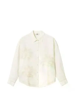 TWINSET Linen Blend Embroidered Shirt - Neutrals