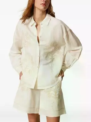 TWINSET Embroidered Linen Blend Shirt