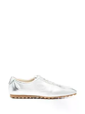 AeydĒ Uma Laminated Leather Lace-up Sneakers - Silver