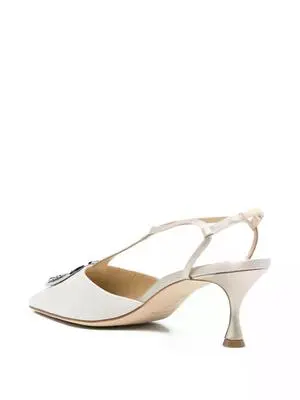 Manolo Blahnik Embellished Slingback Sandals - Neutrals