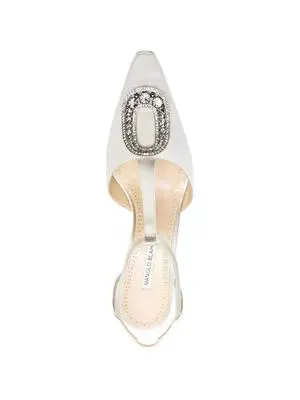 Manolo Blahnik Embellished Slingback Sandals - Neutrals