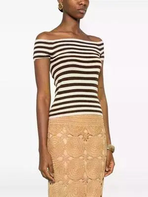 Eric Bompard Striped Off-the-shoulder Top