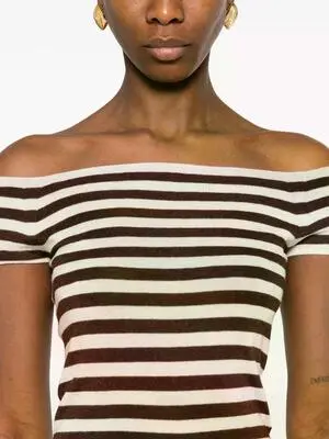 Eric Bompard Striped Off-the-shoulder Top