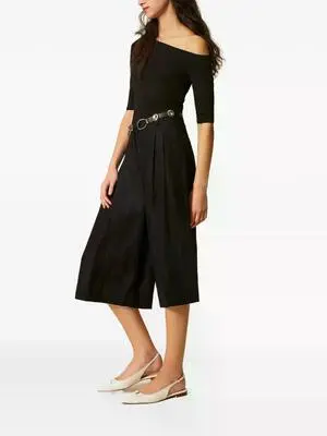 TWINSET Linen Blend Bermuda Shorts With Pleats