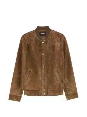YVES SALOMON Calf Suede Bomber Jacket - Brown