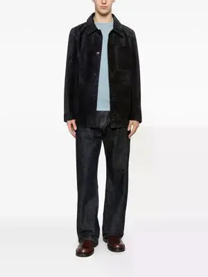 YVES SALOMON Button-fastening Suede Jacket - Blue