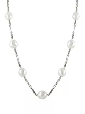 LB EXCLUSIVE LB Exclusive 14K White Gold Diamond Pearl Necklace