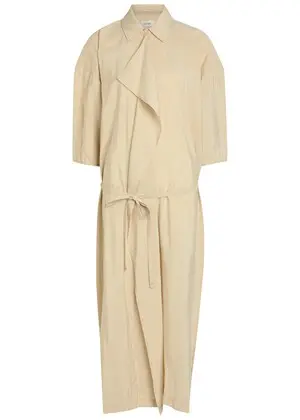 LEMAIRE Belted Silk-blend Midi Shirt Dress - Beige