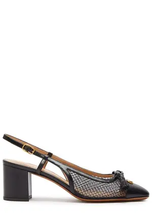 Valentino Garavani Mesh And Leather Slingback Pumps