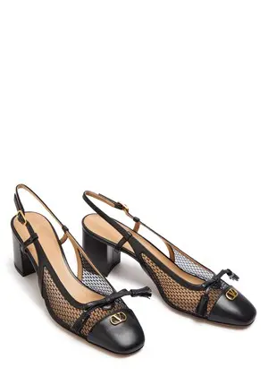 Valentino Garavani Mesh And Leather Slingback Pumps