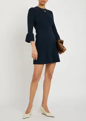 Veronica Beard Portia Knit Mini Dress With Flared Cuffs And Hem